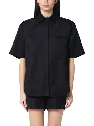 Loulou De Saison Shirt In Viscose And Linen - Black