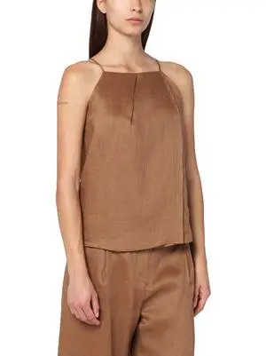 Max Mara Ramie Gauze Top - Brown