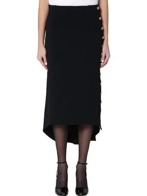 Givenchy Milan Stitch Midi Skirt With Gold Buttons - Black