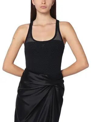 COURREGES Mesh Tank Top In Cotton - Black