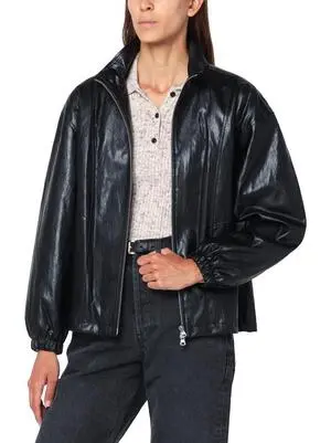 DUNST Faux Leather Zip Jacket - Black