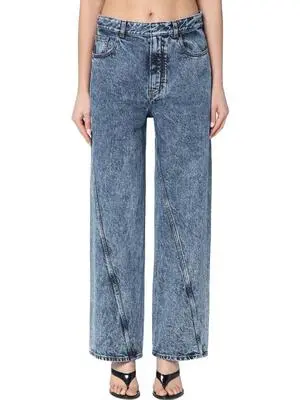 Alaïa Twisted Stonewashed Denim Jeans - Blue