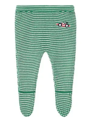 BOBO CHOSES White Race Car Footed Leggings - Green