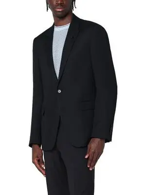 LARDINI Single-breasted Wool-blend Jacket - Black