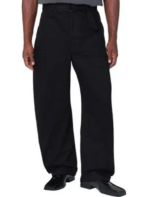 LEMAIRE Cotton Denim Trousers With Belt - Black