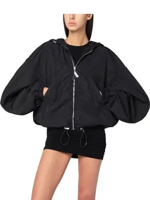 Attico Hooded Oversized Bomber Jacket - Black