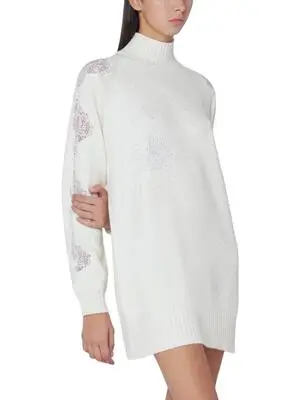 Giuseppe Di Morabito Wool Blend Turtleneck Dress - White