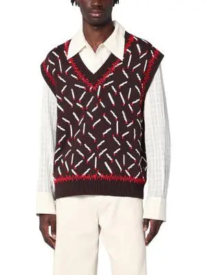 Bottega Veneta Jacquard Vest With Matchstick Pattern - Brown