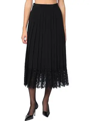 Dolce & Gabbana Midi Chiffon And Lace Skirt - Black