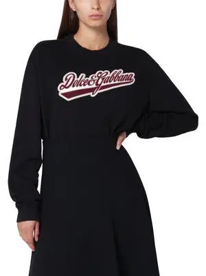 Dolce & Gabbana Cotton Sweatshirt With Logo Patch - Black