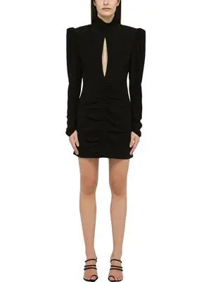 Alessandra Rich Draped Silk Mini Dress - Black
