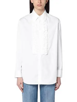 Bottega Veneta Poplin Ruffle Shirt - White