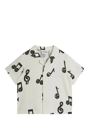 MINI RODINI Shirt With Musical Notes - White