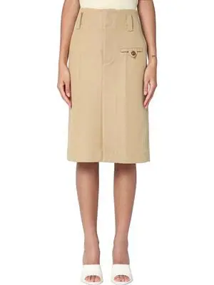 Bottega Veneta Cotton Canvas Midi Skirt - Beige