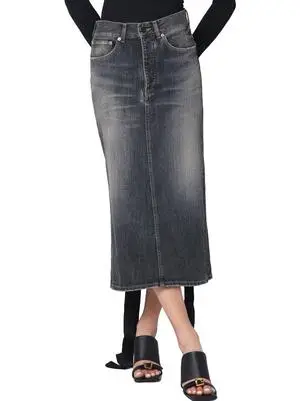 Balenciaga Denim Skirt With Lace-up Back - Grey
