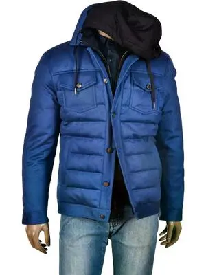 Kiton Quilted Jacket With Detachable Hood - Blue