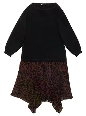 Bimba Y Lola Leopard-print Asymmetric Hem Dress - Black
