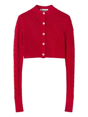 LANVIN Openwork Knit Cardigan - 354 Red