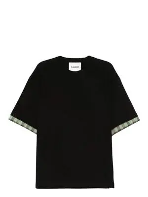 JIL SANDER Checked-sleeve T-shirt - Black