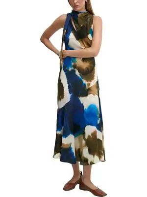 Dkny Tie-dye Midi Dress - Neutrals