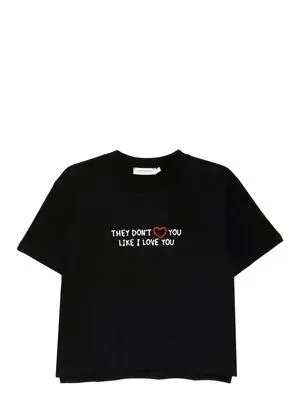Joshua Sanders Slogan-embroidered T-shirt - Black
