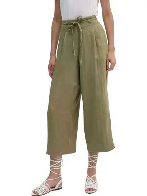 Dkny Tie-waist Pleated Trousers - Green