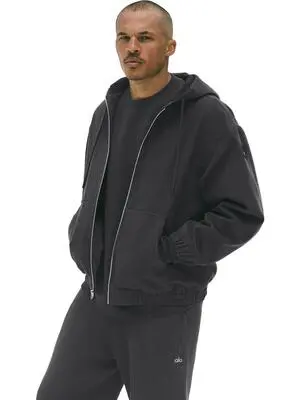 Alo Yoga Cotton Canvas Full-zip Hoodie - Anthracite