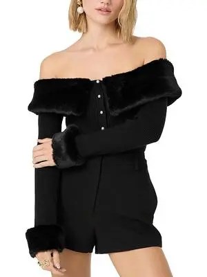 ASTR THE LABEL Tabitha Faux Fur Trimmed Sweater