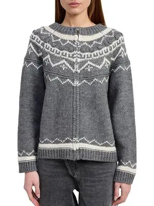 EN SAISON Esther Patterned Knit Jacket - Gray Ivory