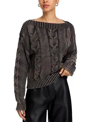 Steve Madden Debbi Cable Knit Sweater - Black Multi