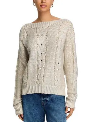 Steve Madden Cable Knit Pullover Sweater - Antique