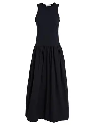 FRAME Cotton-jersey And Poplin Maxi Dress - Black