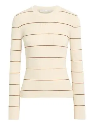 FRAME Striped Ribbed-knit Sweater - Cream