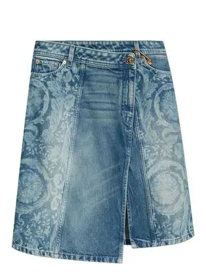 Versace Denim Skirt With Slit - Blue