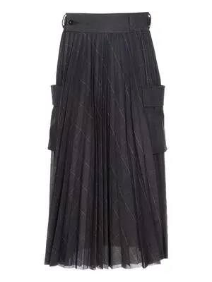 Sacai Check-pattern Pleated Skirt - Black