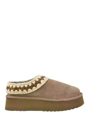 Mou Leather Platform Slippers - Brown