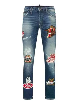 Philipp Plein Patch Distressed Jeans - Blue