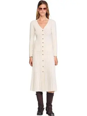 Sandro Knit Midi Dress - Ecru
