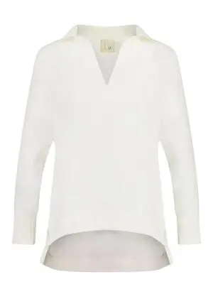 PAULA V-neck Long-sleeve Top - White