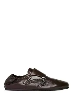 SCAROSSO Brogue Monk Shoes - Brown