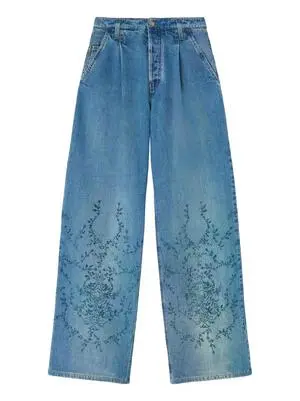 Ermanno Scervino Floral-embroidered Jeans - Blue