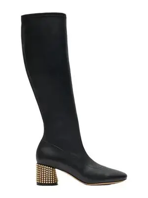 Casadei 50mm Leather Knee-high Boots - Black