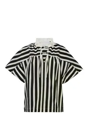3.1 Phillip Lim Striped Frill-neck Top - Black