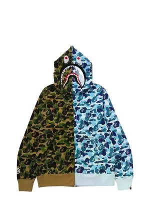 A BATHING APE Camo Shark Full-zip Hoodie - Green