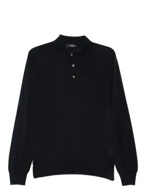 GRAN SASSO Wool Polo Sweater - Black