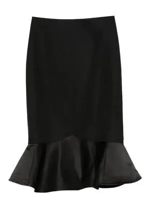 Fendi Midi Skirt With Ruffled Hem - Black
