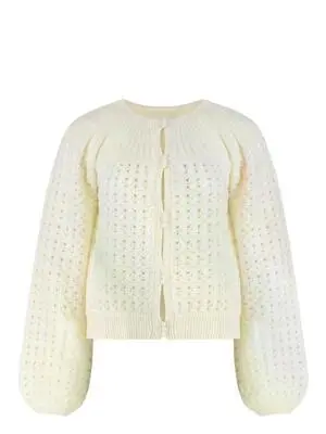 Chloé Balloon-sleeve Open-knit Cardigan - Neutrals