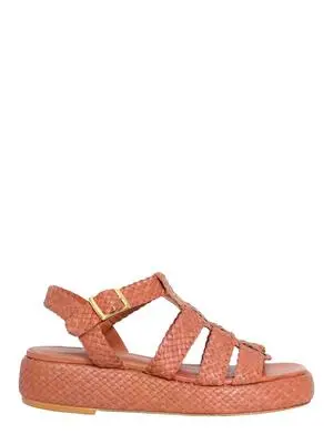 STUDIO CHOFAKIAN 35mm Woven Platform Sandals - Brown