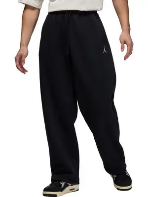 JORDAN Brooklyn Fleece Oversized Open-hem Pants - Black