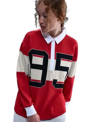 Nike Sportswear Long-sleeve Graphic Polo Top - Red